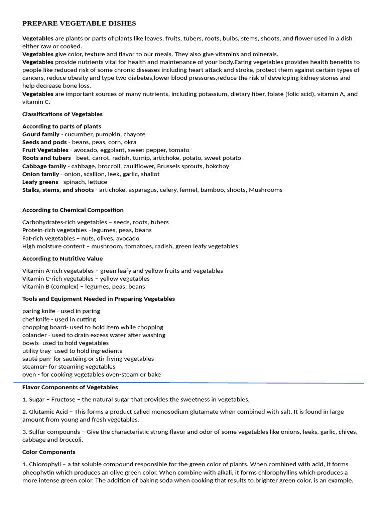 Tle Reviewer Pdf Vegetables Foods