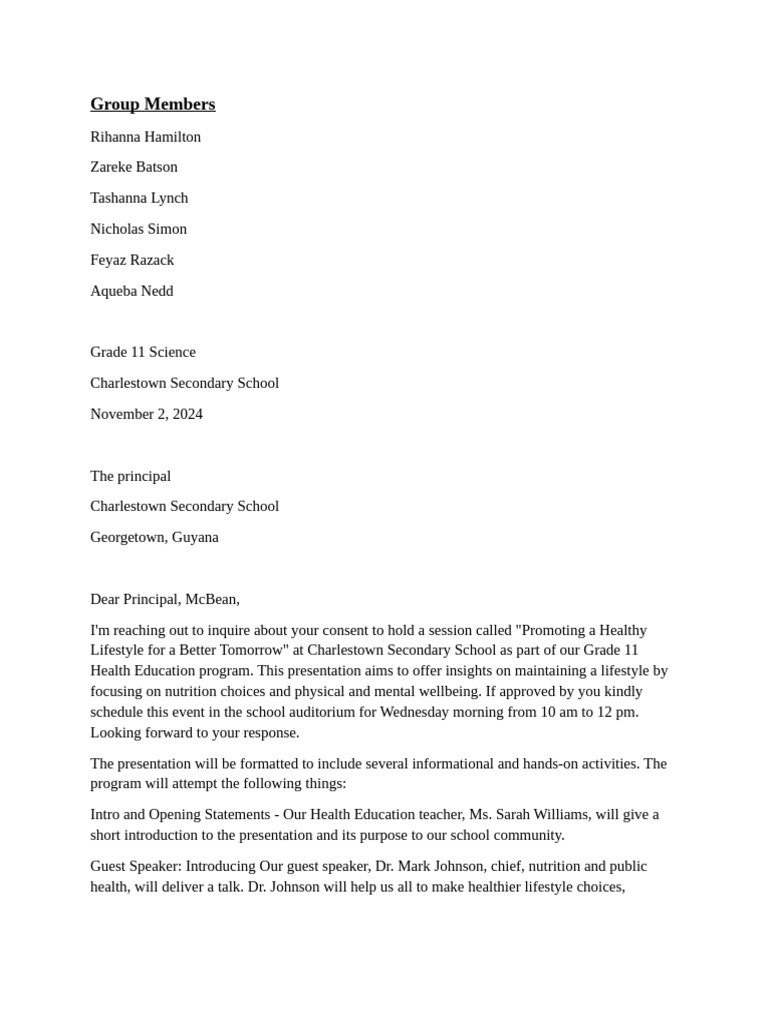 Grade 11 Science Letter | PDF