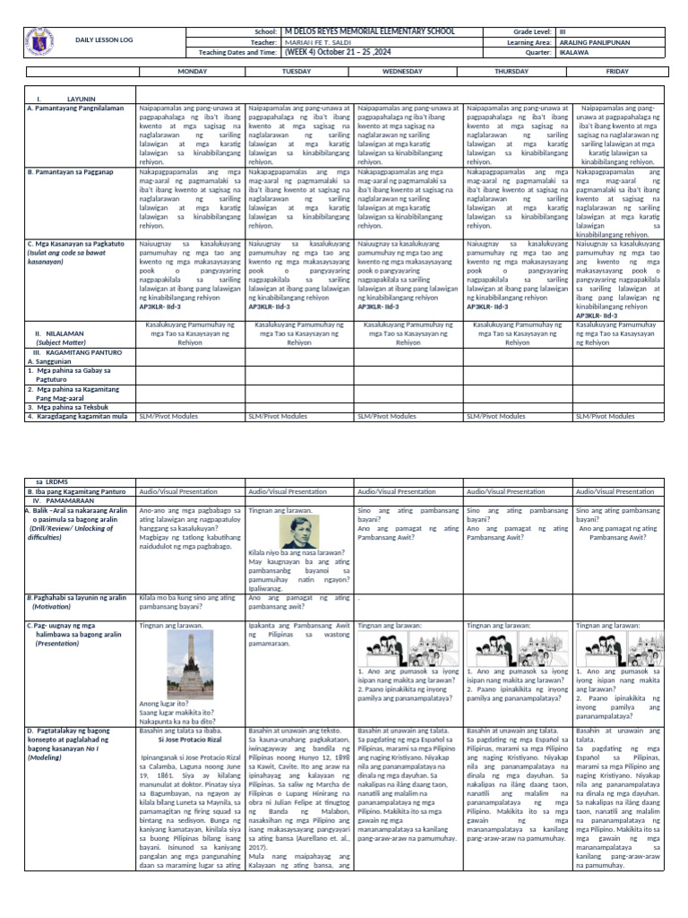 Marian Fe T. Saldi: M Delos Reyes Memorial Elementary School (WEEK 4 ...