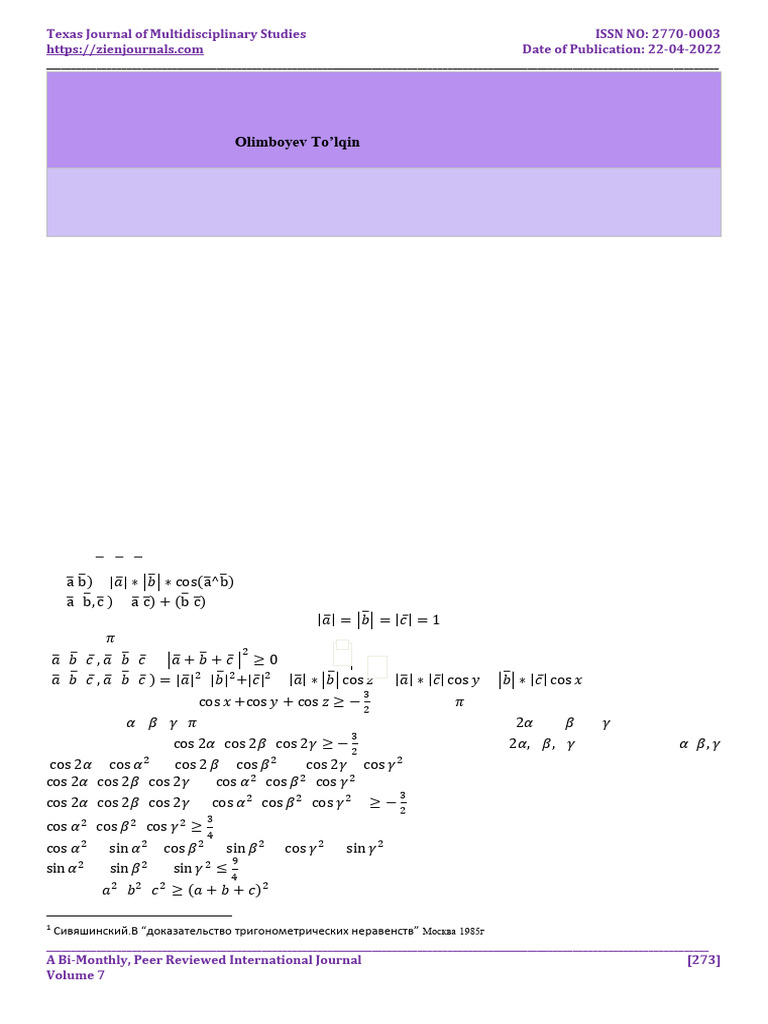 Application of Vectors To Some Complex Problems | PDF | Mathematics | Euclidean Vector