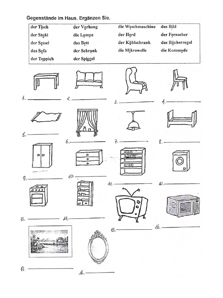 A2.1 Wortschatz Zum Möbel | PDF