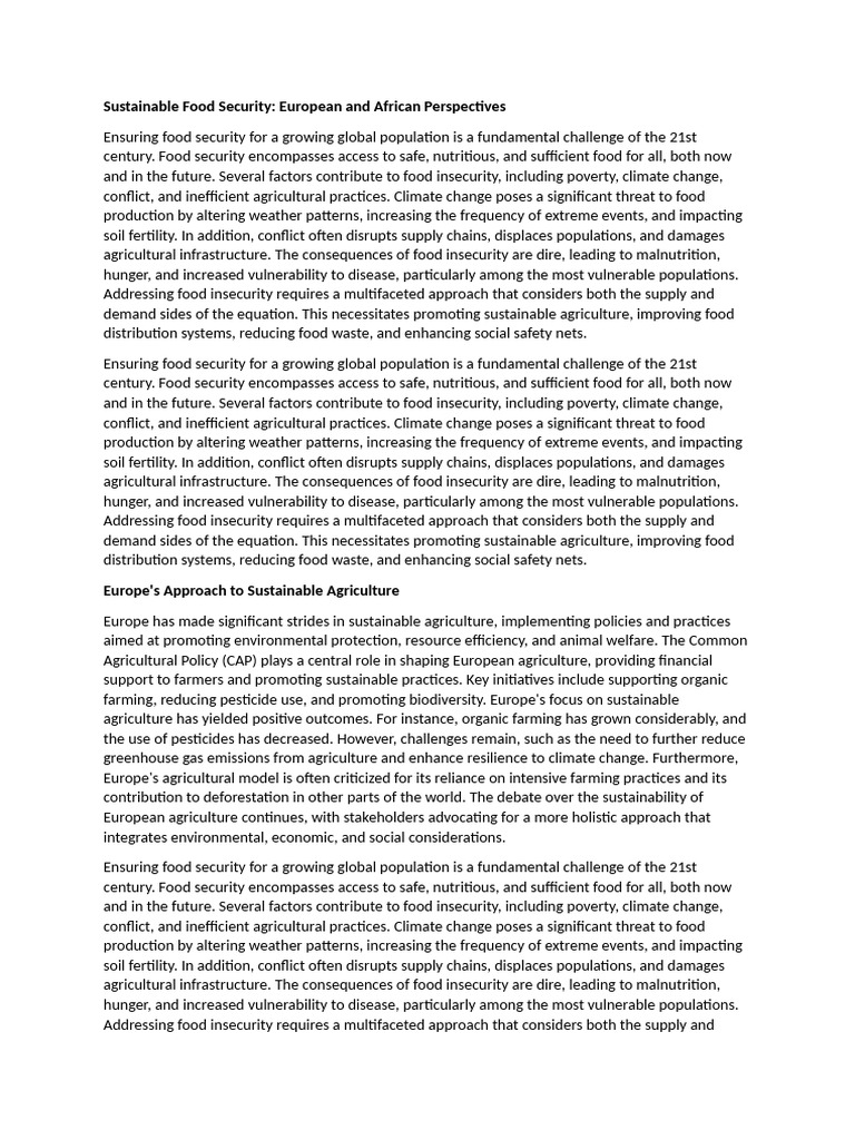 Sustainable Food Security | PDF | Agriculture | Food Security