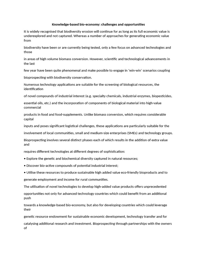 Bioprospecting for Sustainable Bio-economy | PDF | Biodiversity | Economies