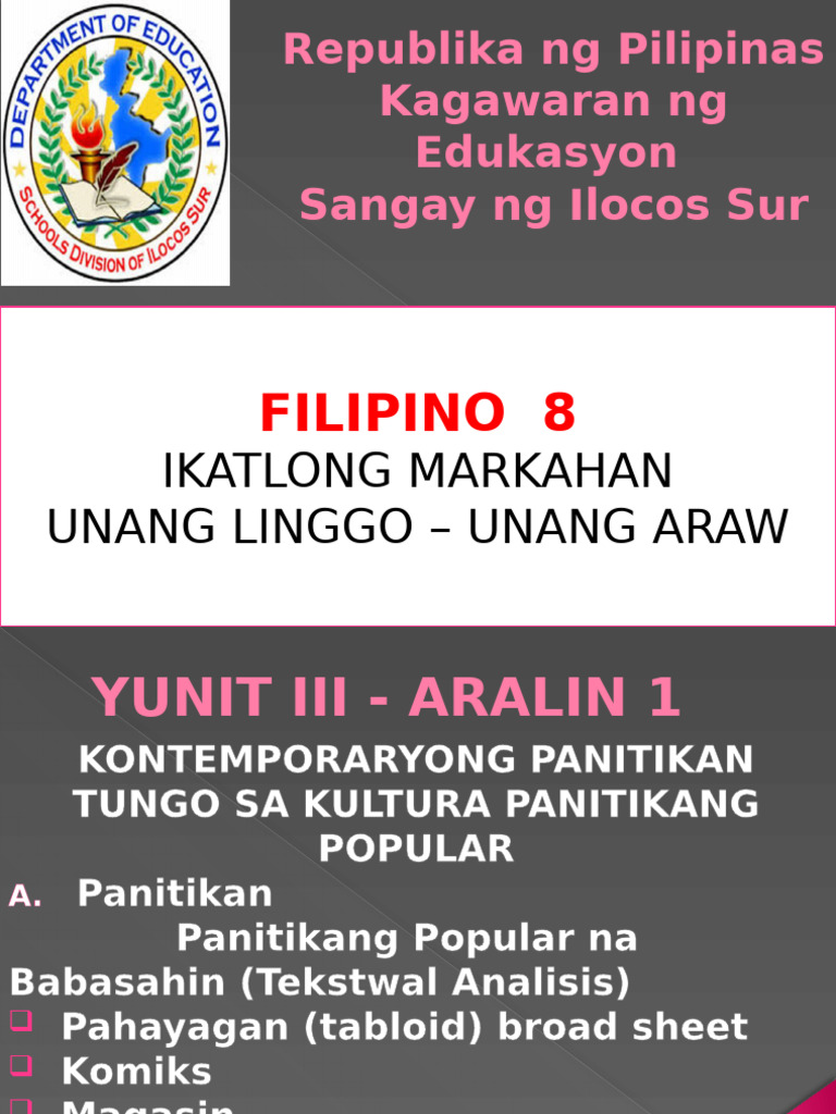Unang Linggo - Unang Araw (Aralin 1) | PDF