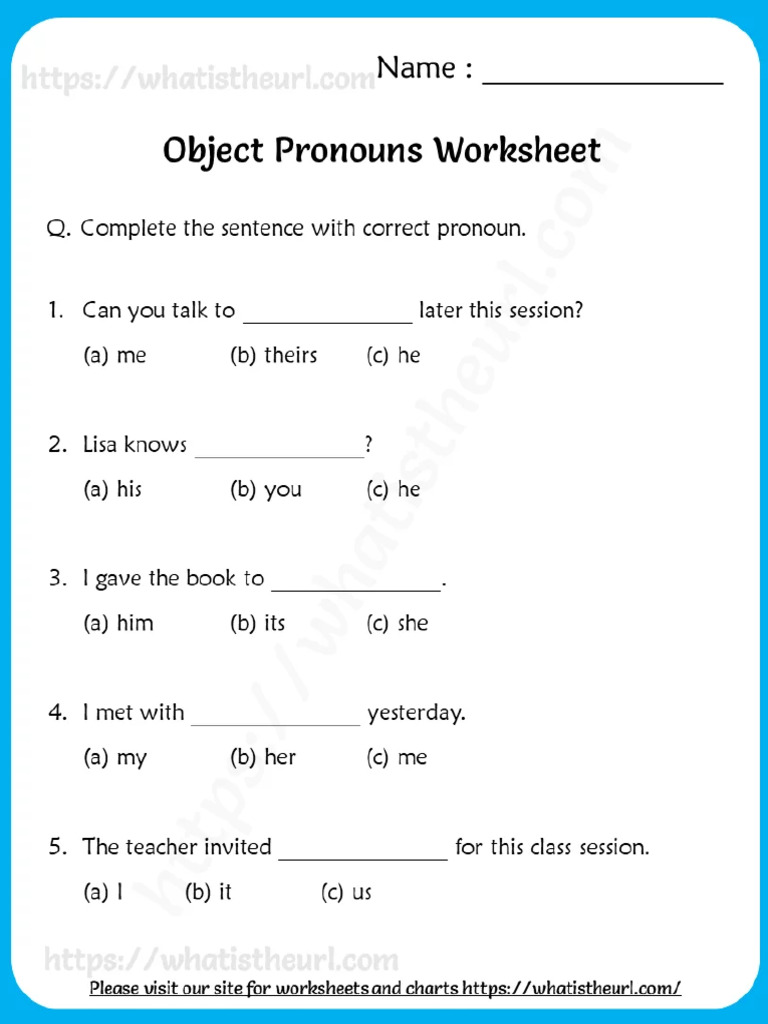 Object Pronouns Worksheet 2 | PDF