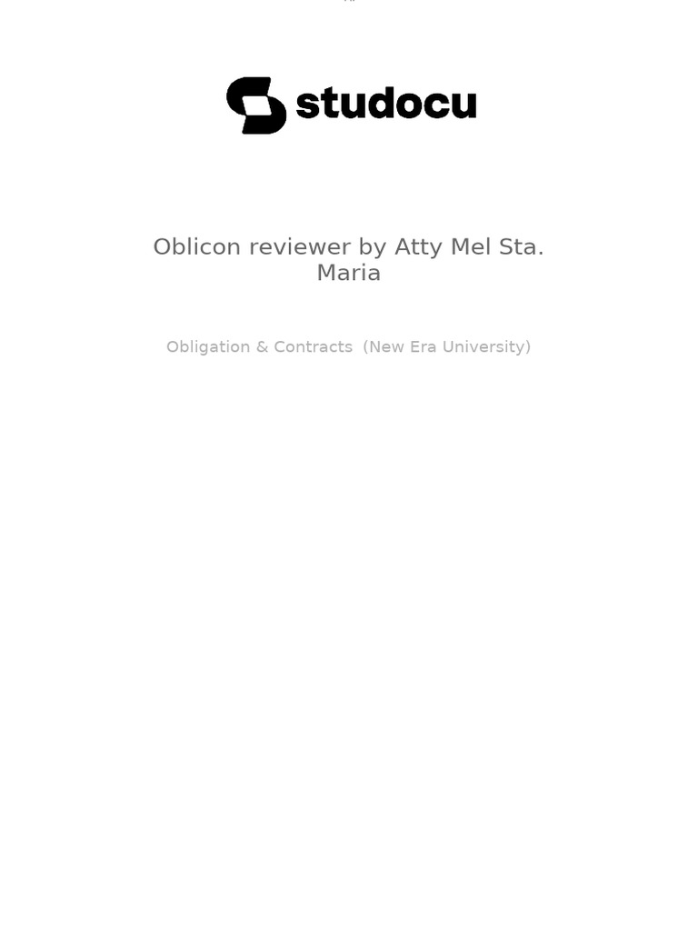 Oblicon Reviewer by Atty Mel Sta Maria | PDF | Laches (Equity ...