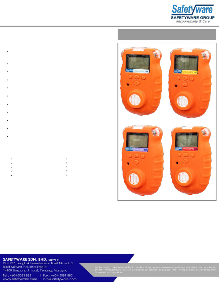 SAFETYWARE GDP10 - Product Specification | PDF