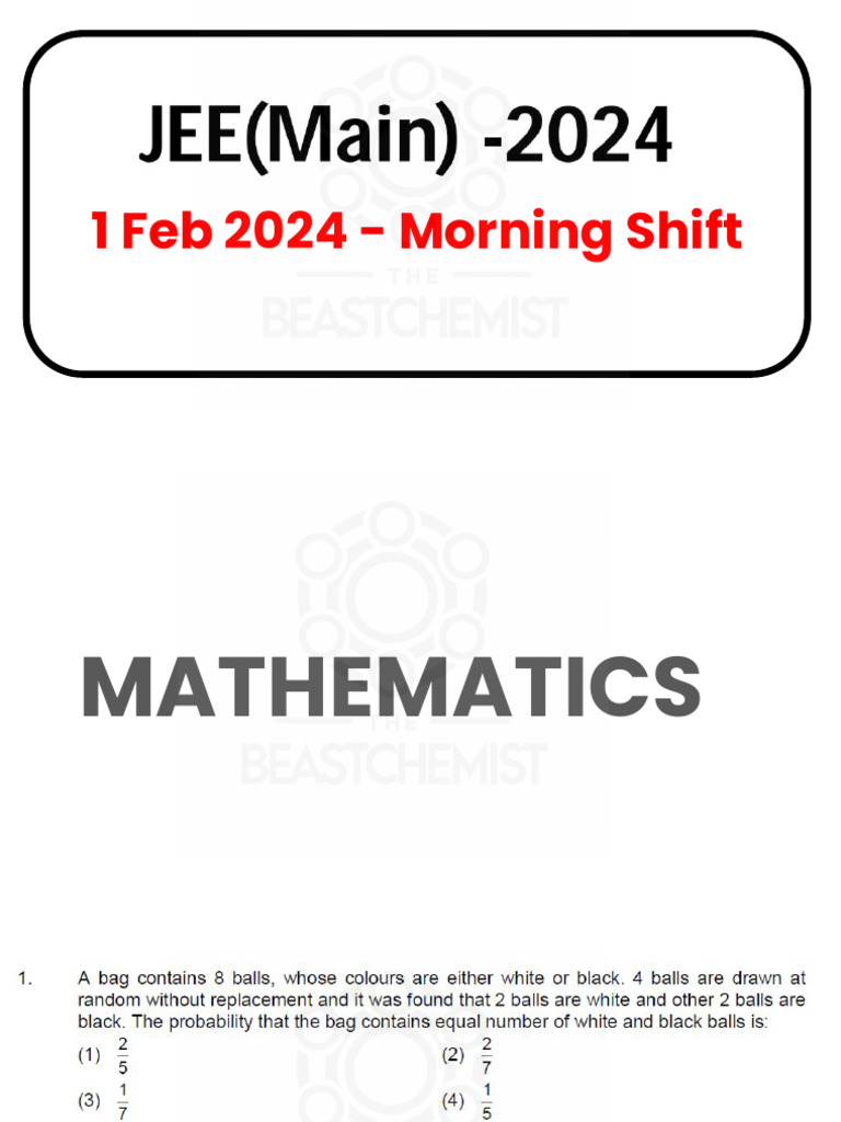JEE Main - 1 Feb 2024 (Morning Shift) | PDF