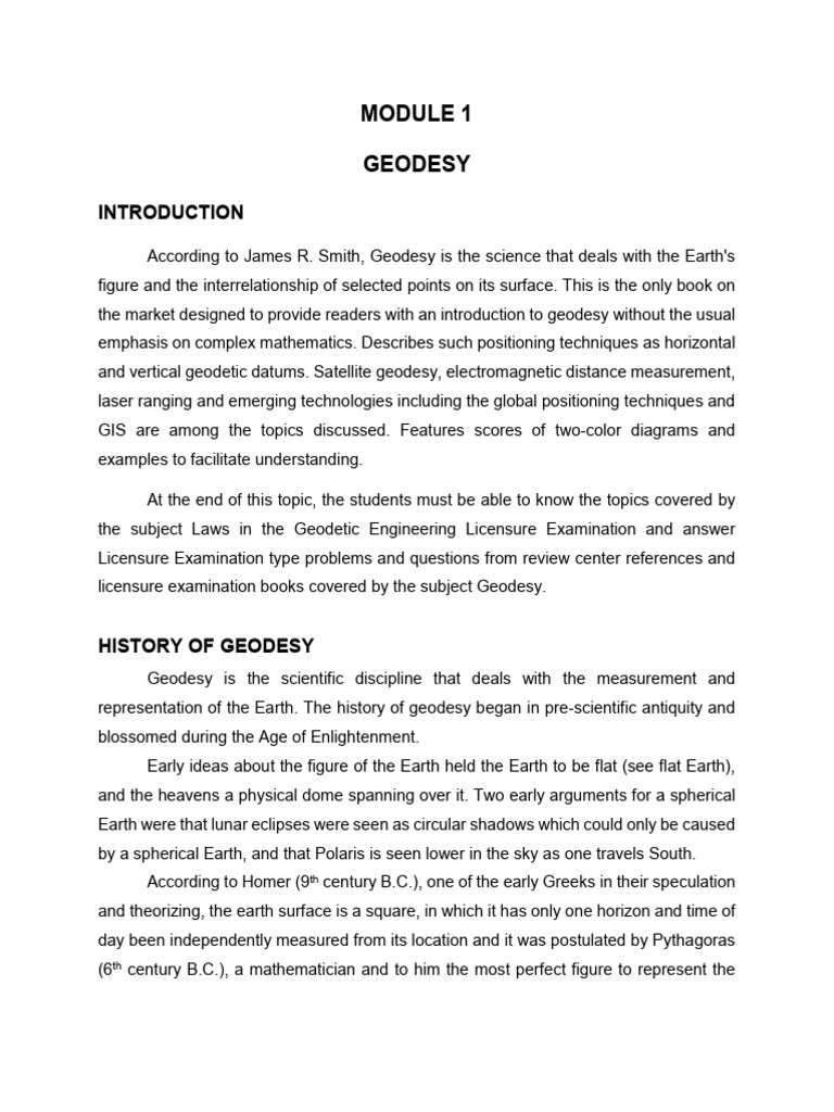 Module 1 Geodesy - Complete | PDF | Ellipse | Geodesy
