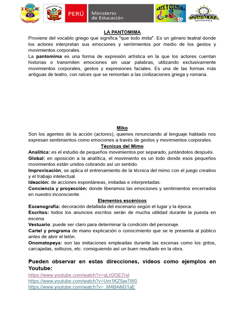 Características de la Pantomima Teatral | PDF | Teatro | Las emociones