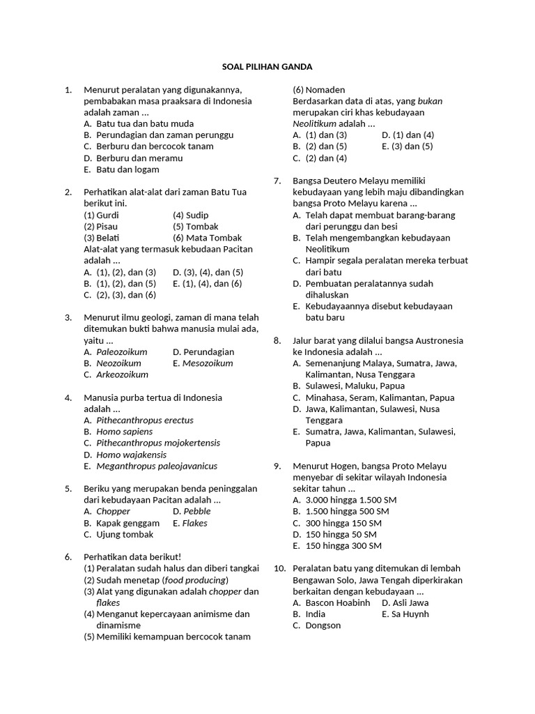 Soal Pilihan Ganda - Ips | PDF