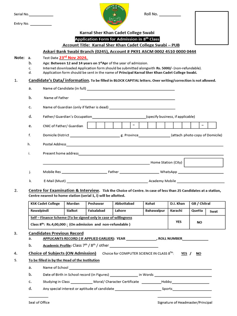 Karnal Sher Khan Cadet College Sawabi | PDF | Government