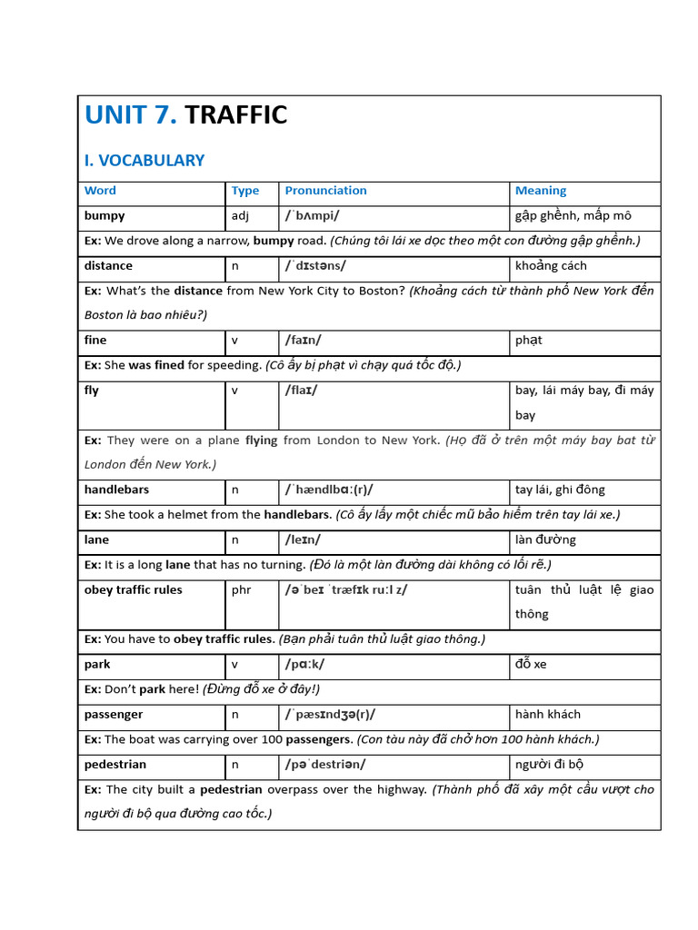 Unit 7.: Traffic | PDF | Traffic Light | Traffic