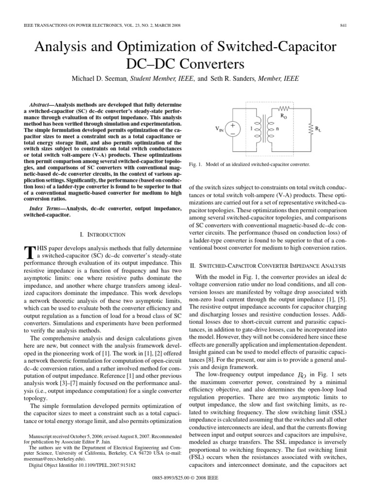 Analysis and Optimization of Switched-Capacitor DCDC Converters | PDF | Capacitor | Electrical ...