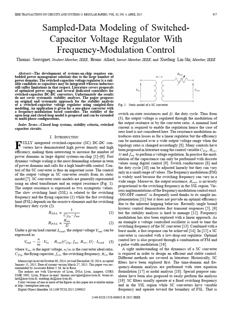 Sampled-Data Modeling of Switched - Capacitor Voltage Regulator With Frequency-Modulation ...