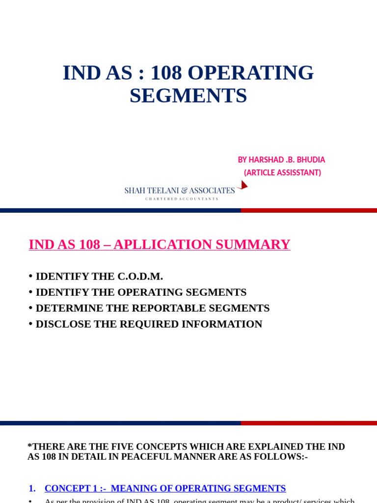 IND AS 108: Understanding Operating Segments | PDF | Expense ...