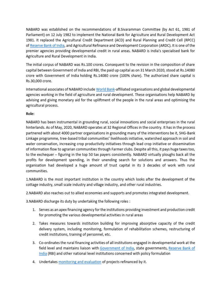 NABARD | PDF | Economies | Banking