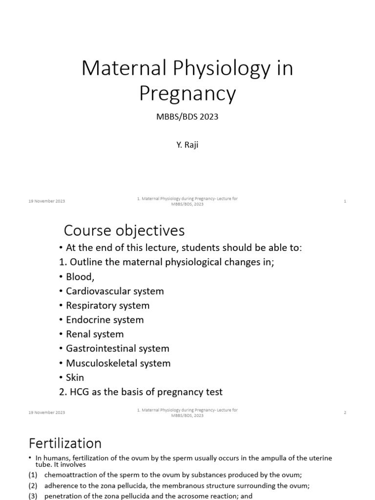 Maternal Physiology Changes in Pregnancy | PDF | Anatomy | Medical ...