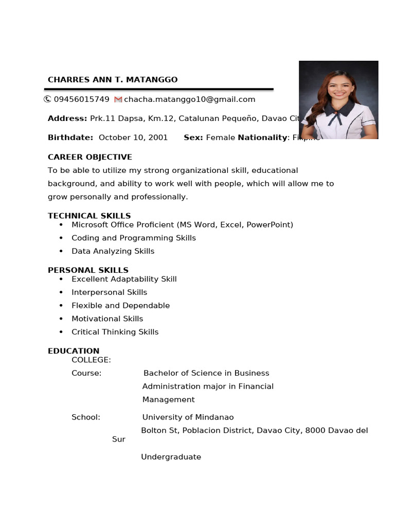 Charres Ann Matanggo RESUME Final | PDF