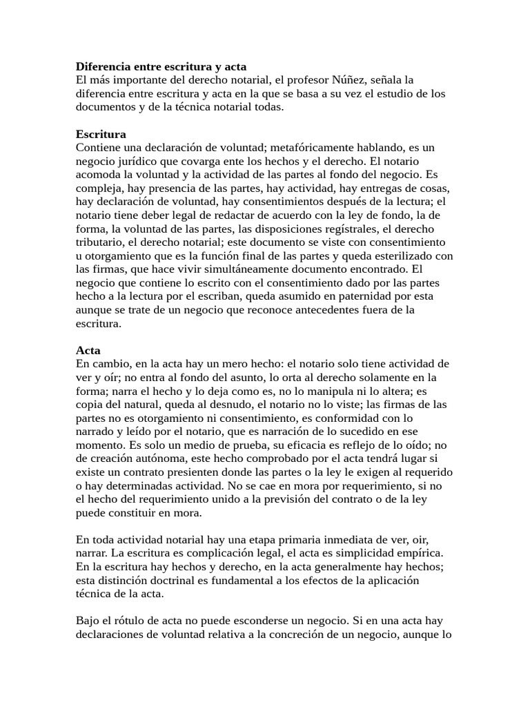 Escritura vs Acta: Claves Notariales | PDF | Justicia | Crimen y violencia