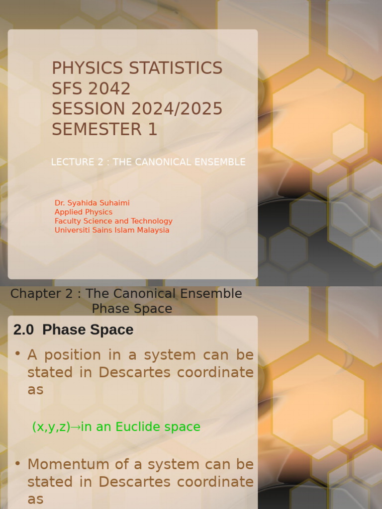 4 Canonical Ensemble (Calculation) | PDF | Mechanics | Probability