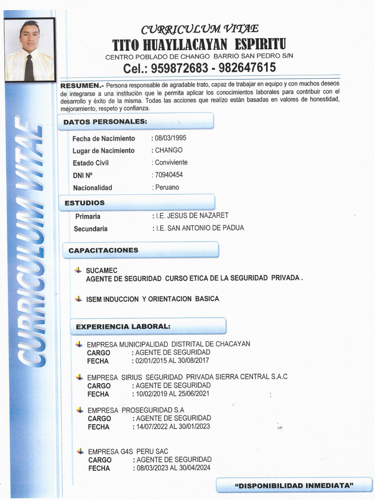 Cv. Tito Huayllacayan E. | PDF