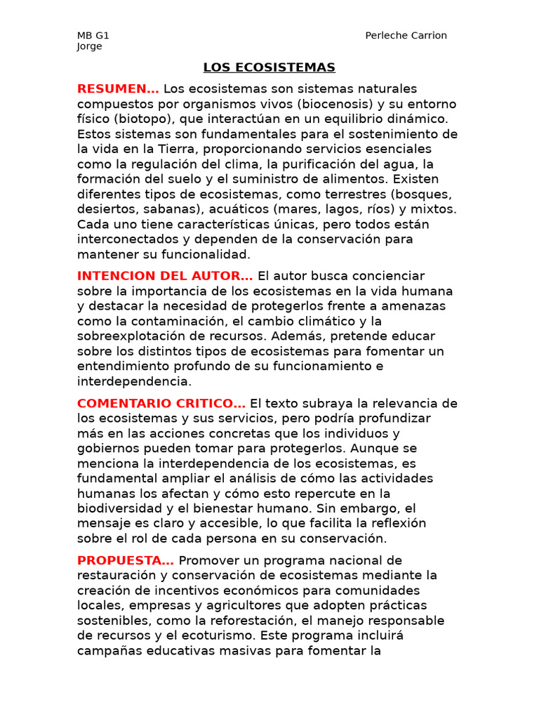 Los Ecosistemas JP | PDF