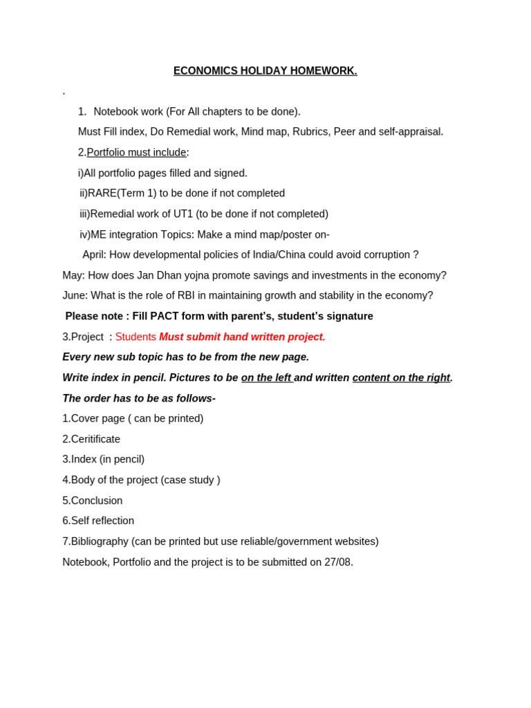 GR 12 Economics Holiday Homework 24 | PDF