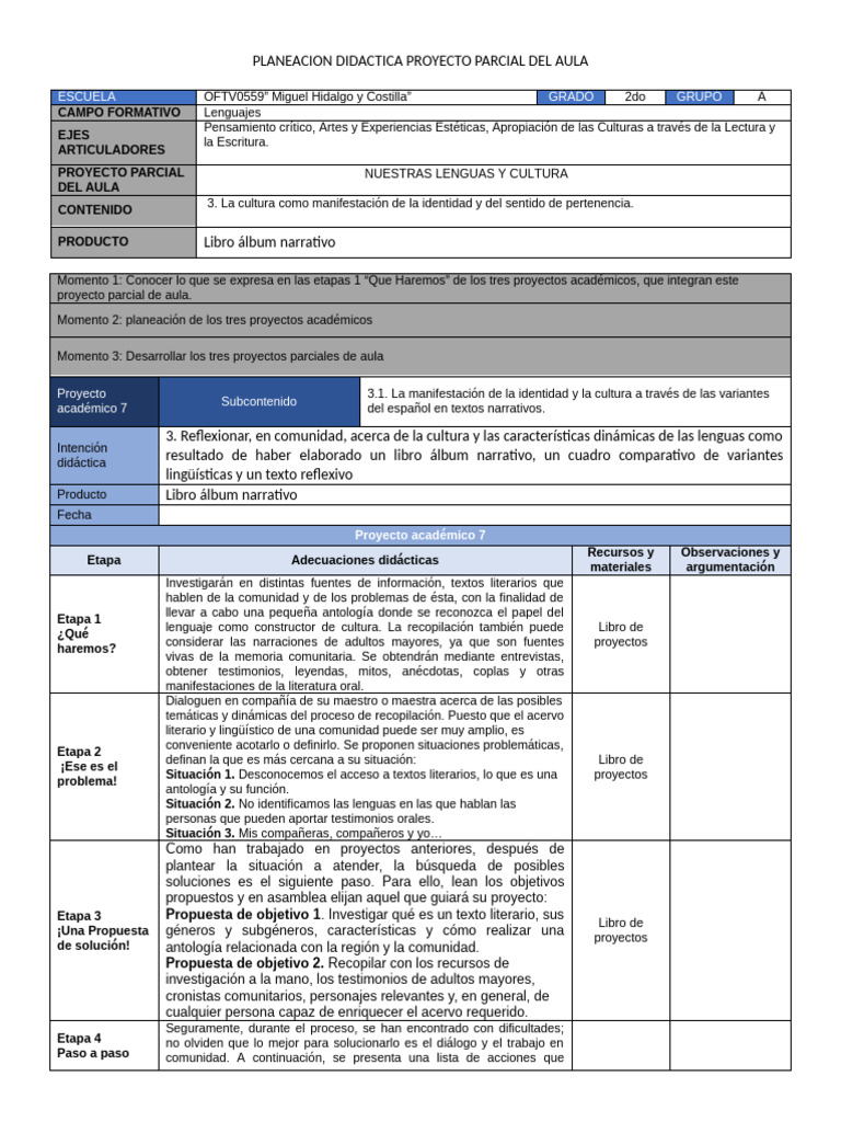 Copia de PLANEACIONES EMMANUEL | PDF | Lengua española