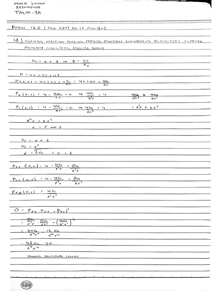 Tugas 9 Kalkulus Multivariabel Aufa Sykir Pdf