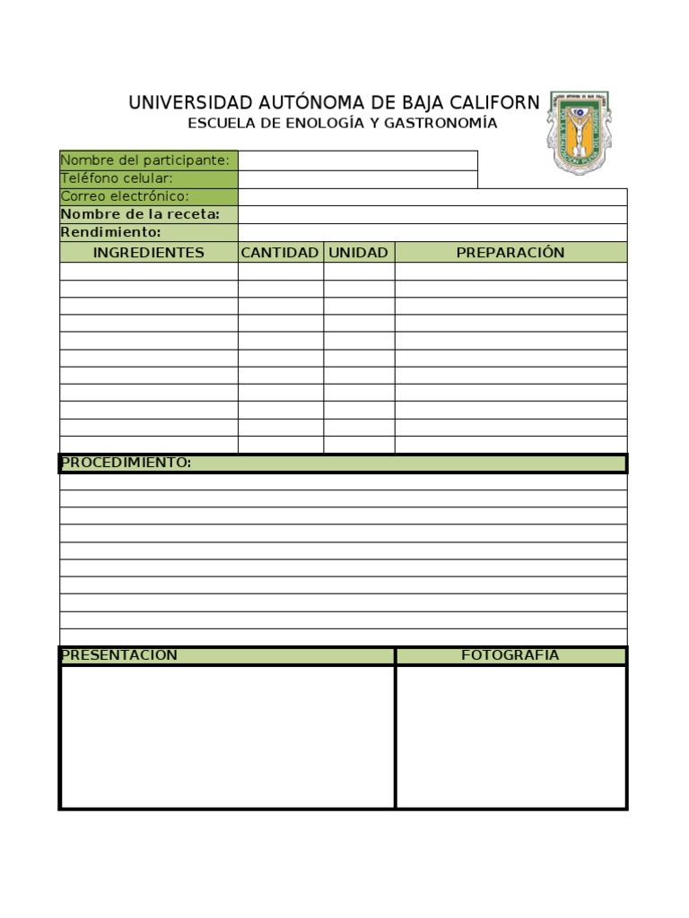 Formato Ejemplo Receta Estandar