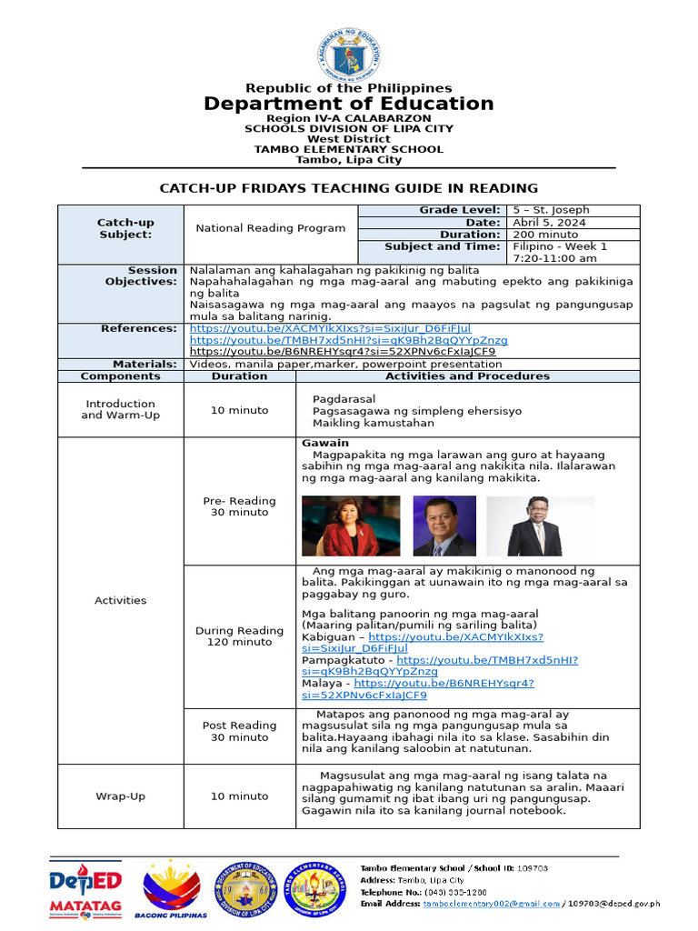 NRP (Filipino 5) - Q4-Week 1 CuF | PDF