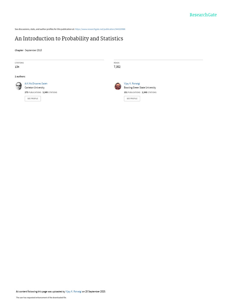 Intro To Probability and Statistics | PDF