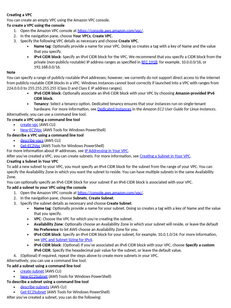 Creating A VPC | PDF | Ip Address | Internet Protocols