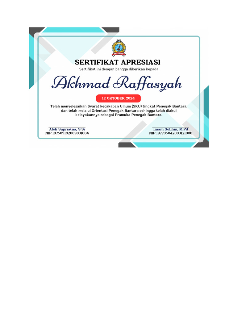 Sertifikat Raffa | PDF