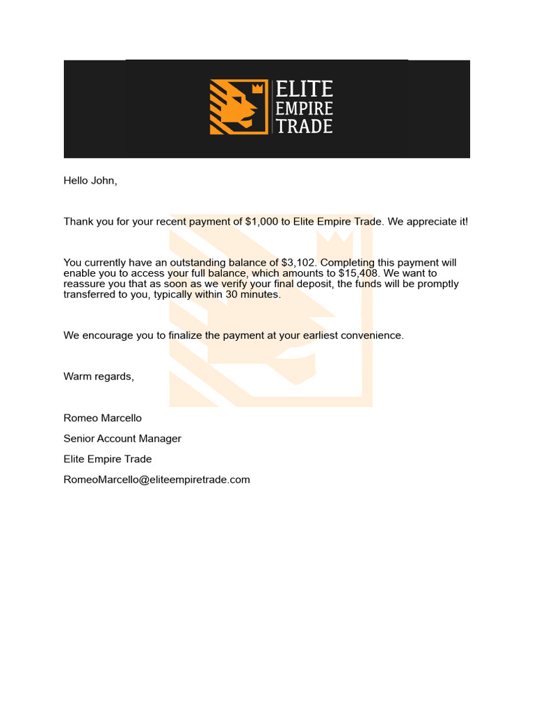 Acknowledgement of Recent Payment and Outstanding Balance Information | PDF
