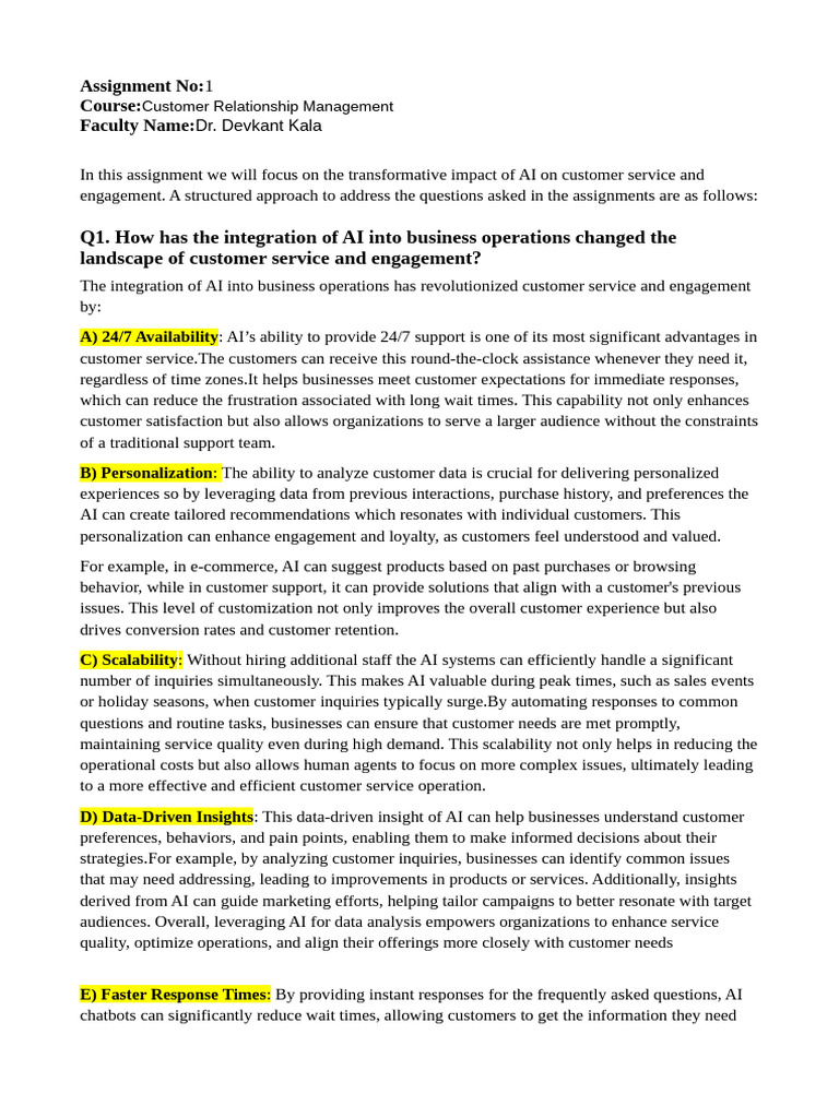 Assignment 1 - Crm Sem II | PDF | Usability | Artificial Intelligence