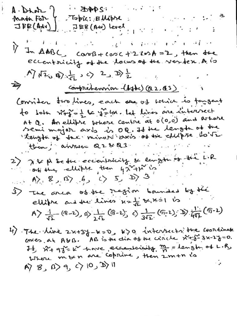 Ellipse Anish Dhar DPP | PDF