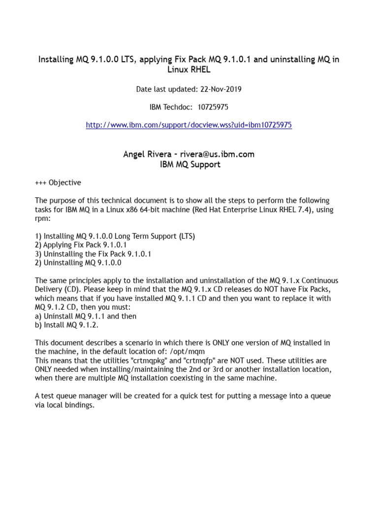 IBM MQ 9.1 Install & Uninstall Guide | PDF | Software | Utility Software