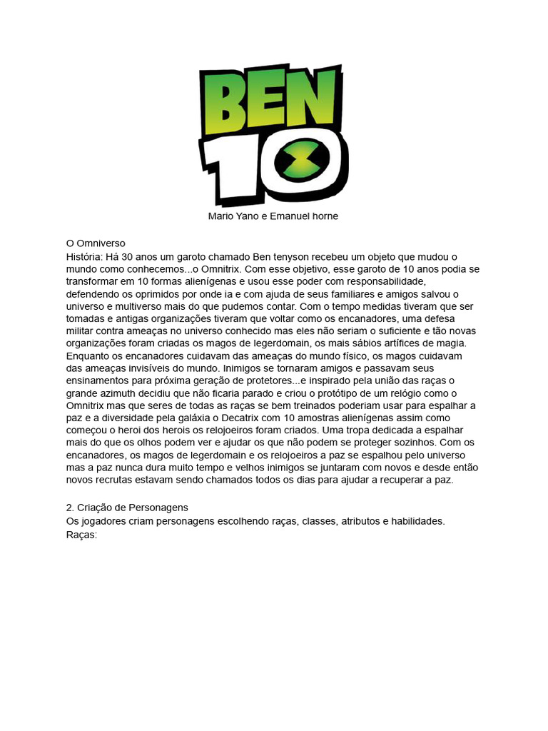 RPG Ben 10 Oficial | PDF | Voo | Tempo