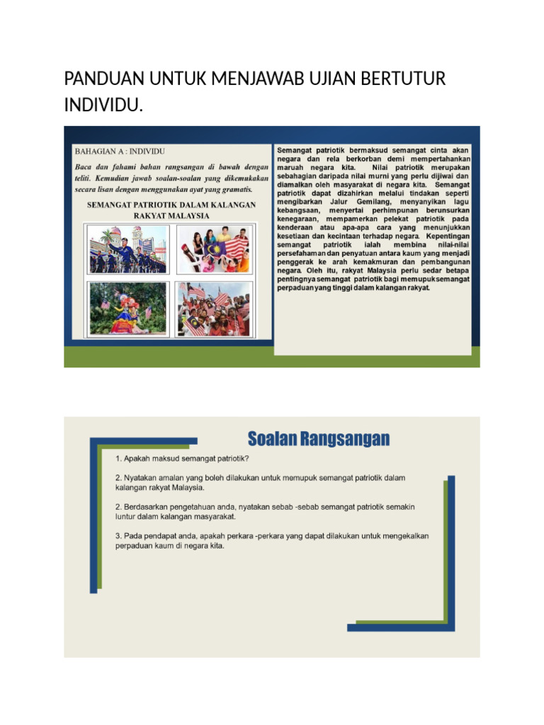 Panduan Untuk Menjawab Ujian Bertutur Individu | PDF