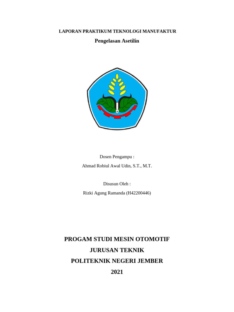 Laporan Teknologi Manufaktur - Rizki Agung Ramanda | PDF