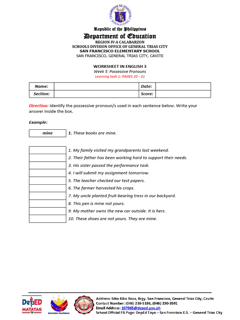LEARNING TASK1 Worksheet | PDF