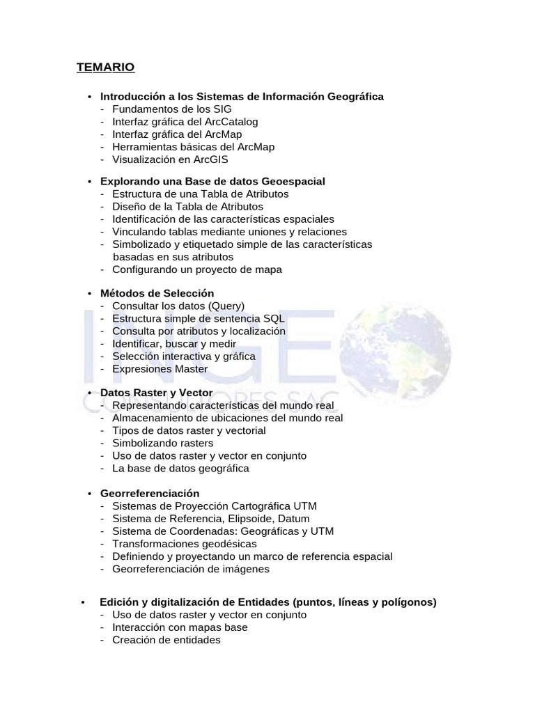TEMARIO Gis Basico | PDF | Sistema de información geográfica | Informática