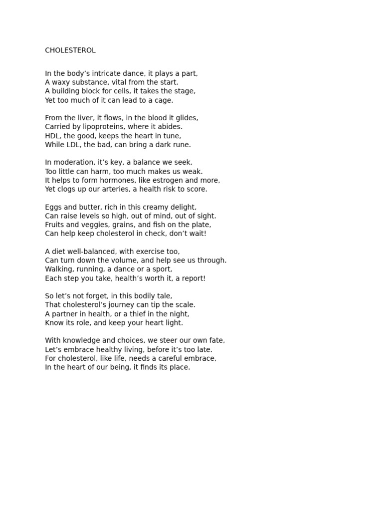 Cholesterol Poem | PDF