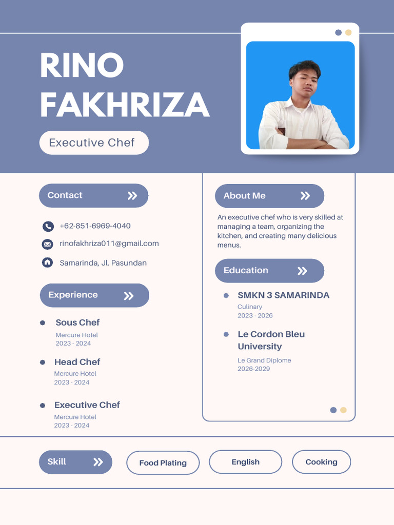 Executive Chef Rino Fakhriza Profile | PDF