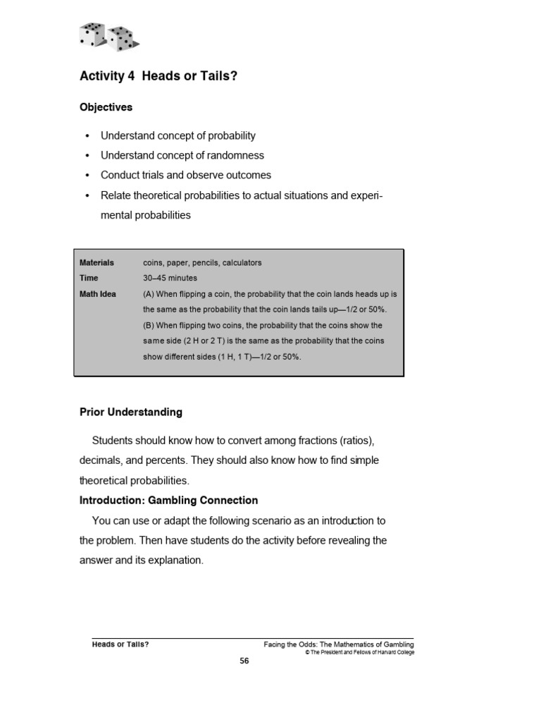 Activity4 HeadsOrTails | PDF | Odds | Probability