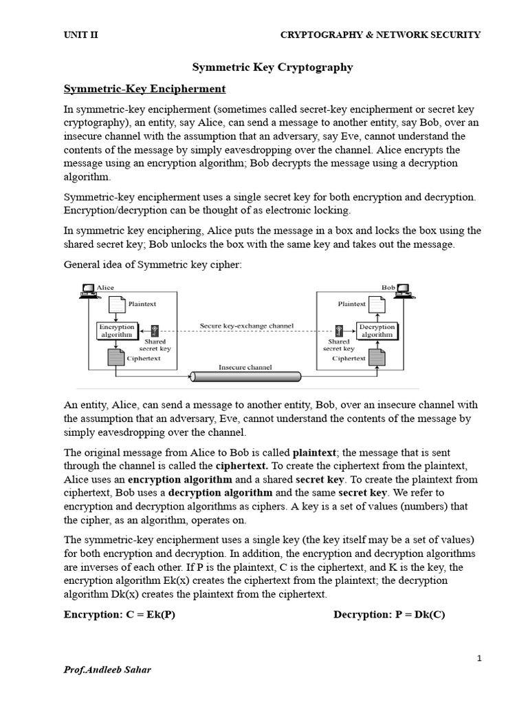 Unit 2 - Symmetric Key Cryptography | PDF | Cipher | Encryption