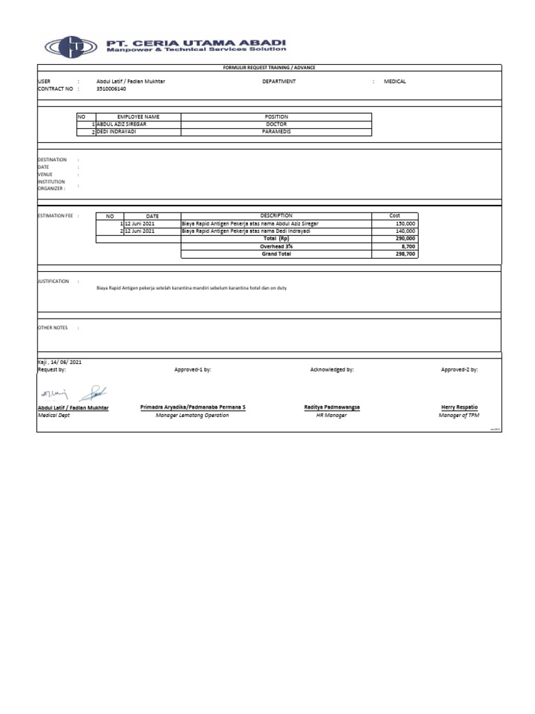 FRA Biaya Rapid Antigen 2 TPC Medical Lematang | PDF