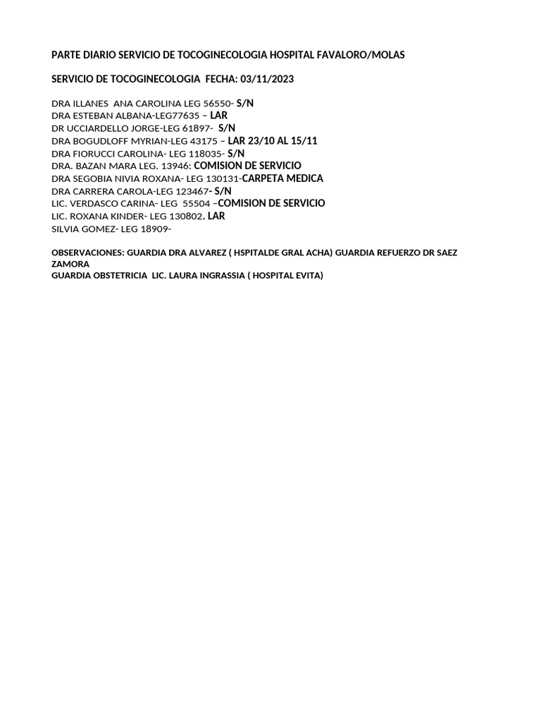 Parte Diario | PDF